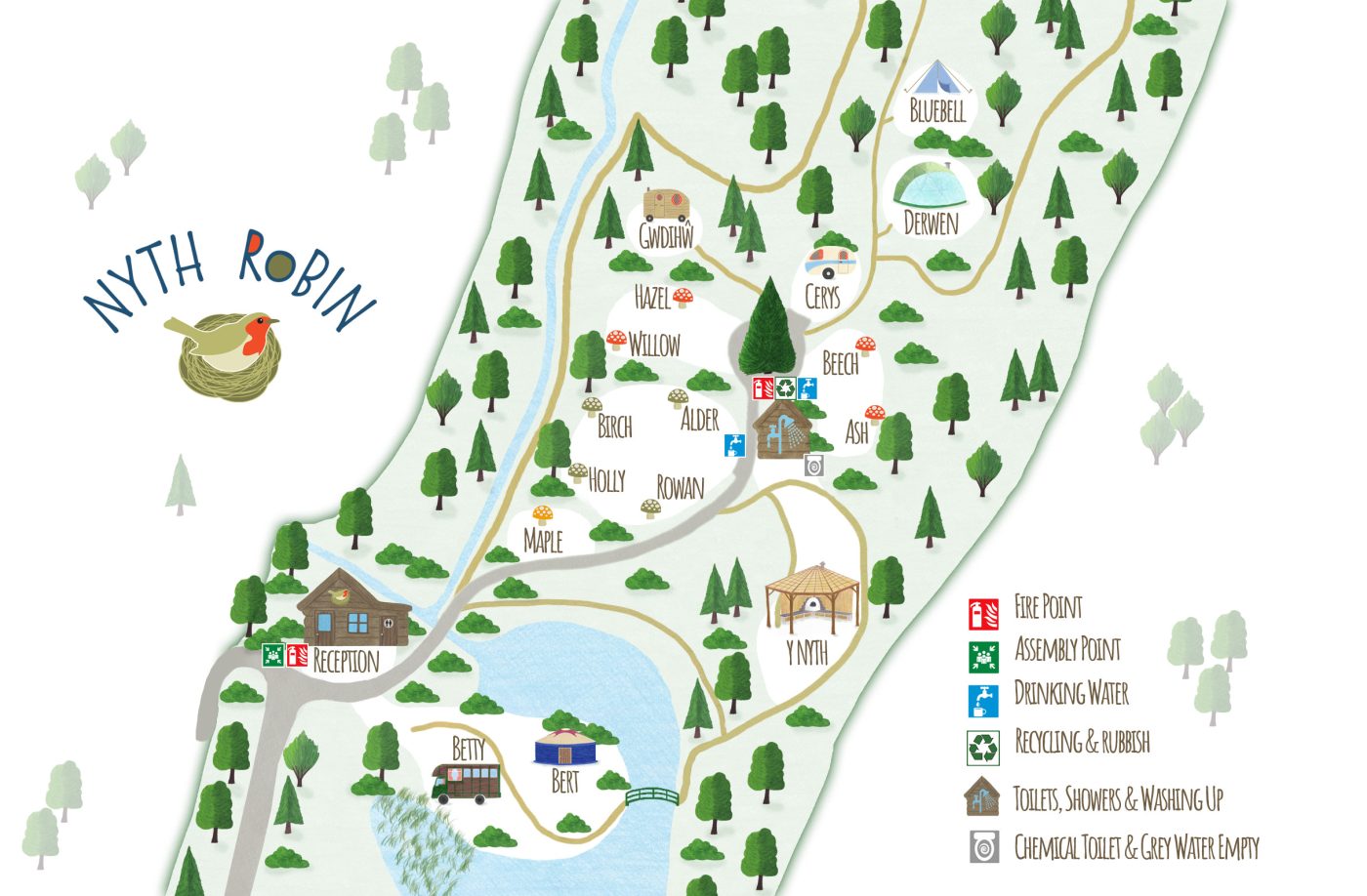 Nyth Robin Site Map Pitches - Nyth Robin